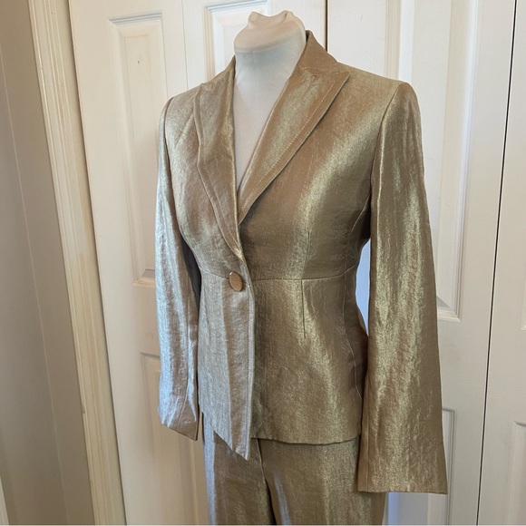 Kasper | Jackets & Coats | Kasper 3 Pc Gold Shimmer Pant Suit With ...